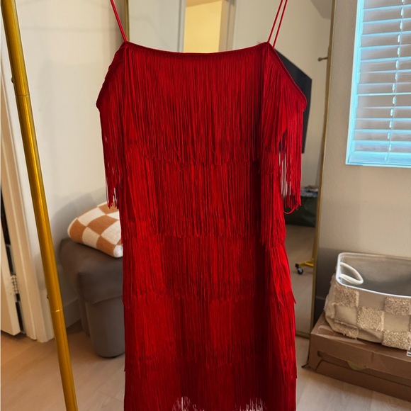 Dresses | Elegant Red Fringe Dress | Poshmark